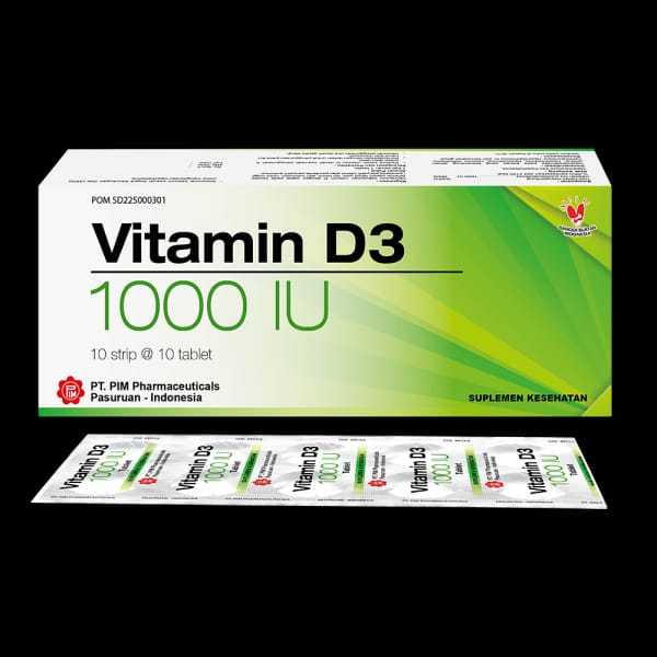 Jual VITAMIN D3 1000 IU PIM TABLET PER BOX isi 100 tablet | Shopee Indonesia