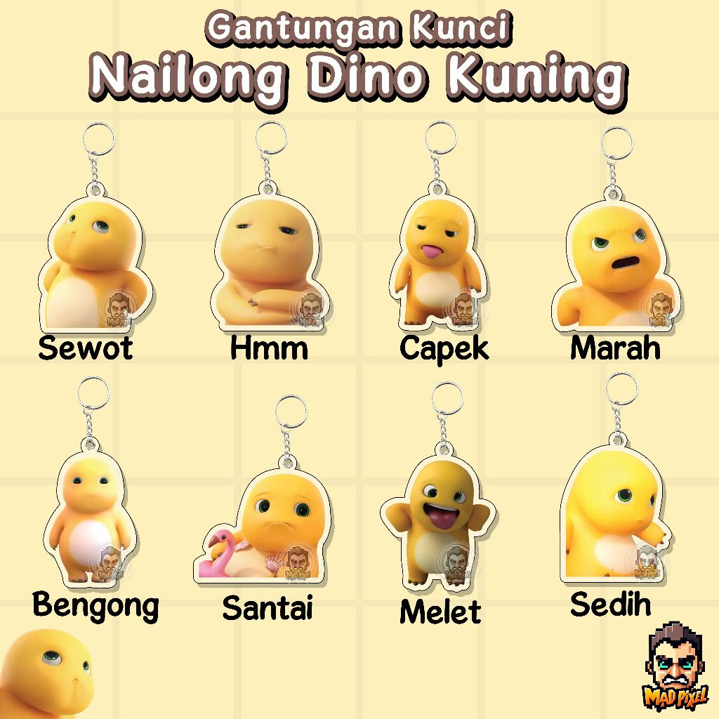 Jual Gantungan Kunci Nailong Dino Kuning Akrilik / Acrylic KeyChain ...