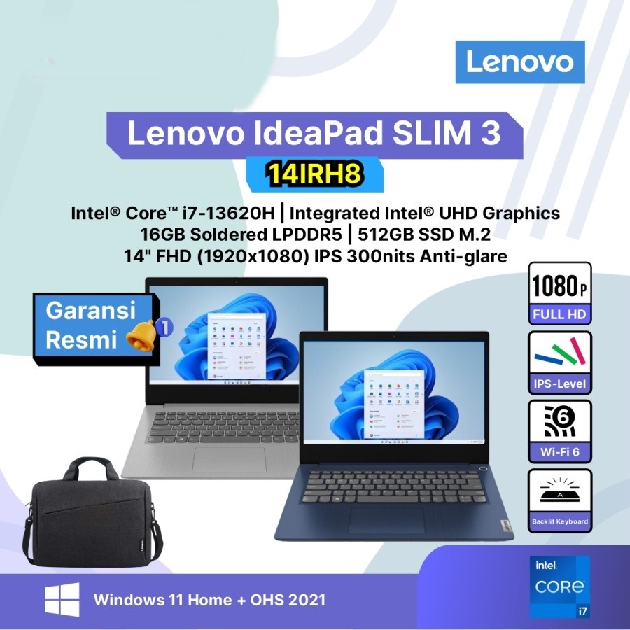 Jual LENOVO IdeaPad Slim 3 14IRH8 i7-13620H 16GB 512GB 14" FHD IPS W11 OHS | Shopee Indonesia