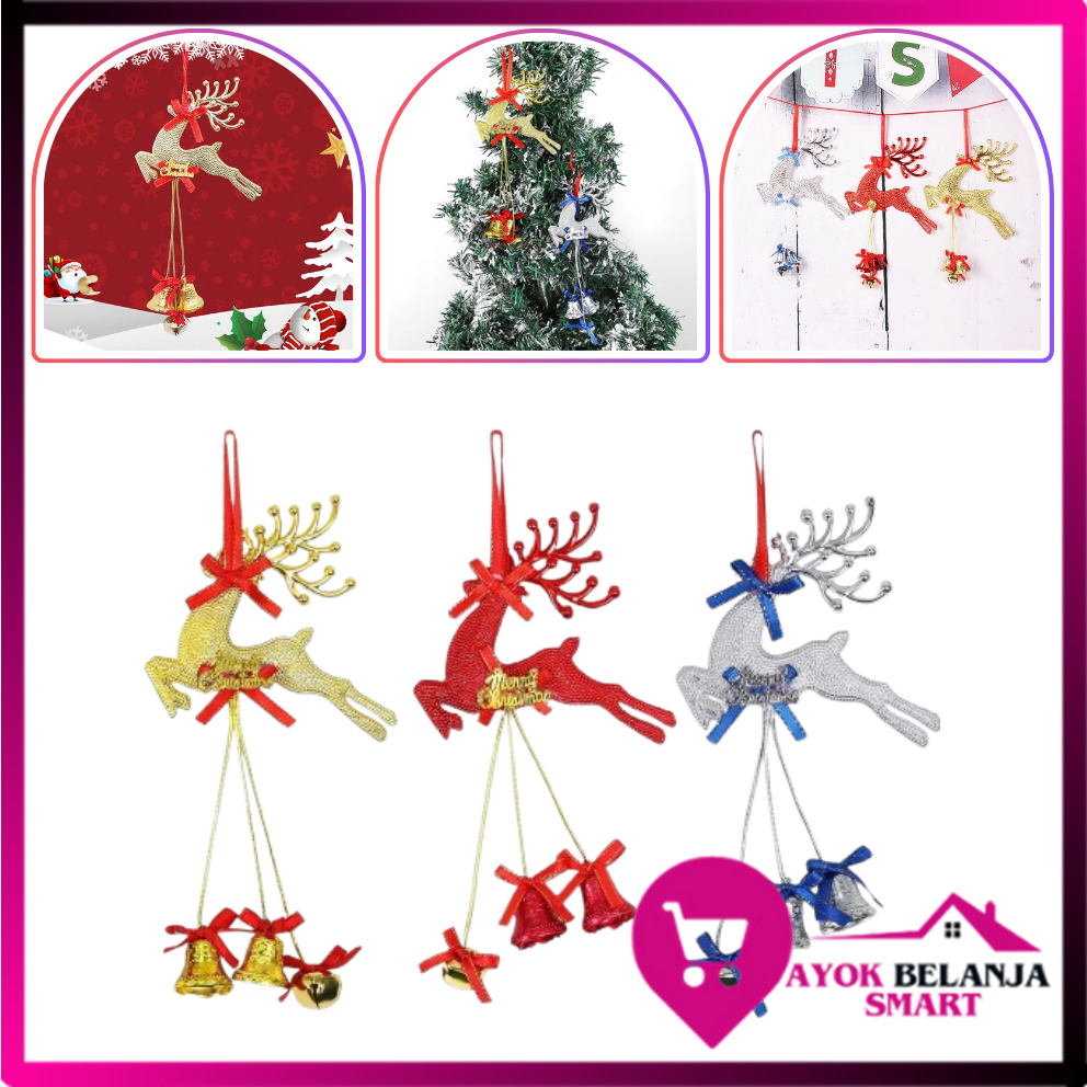 Jual ABS Gantungan Hiasan Pohon Natal Bentuk Rusa Lonceng Gantungan ...