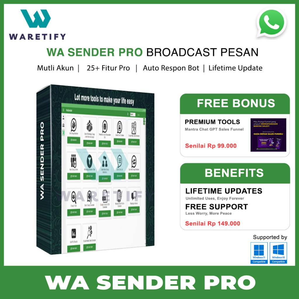 Jual Software Wa Sender Bulk WhatsApp Sender Broadcast Pesan Group ...