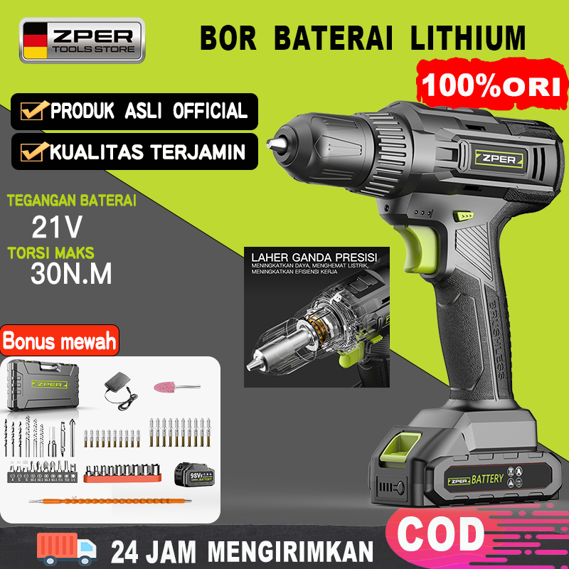 Jual 【 ZP】ZPER Mesin Bor 2Baterai 10mm bor listrik murah bor tangan ...
