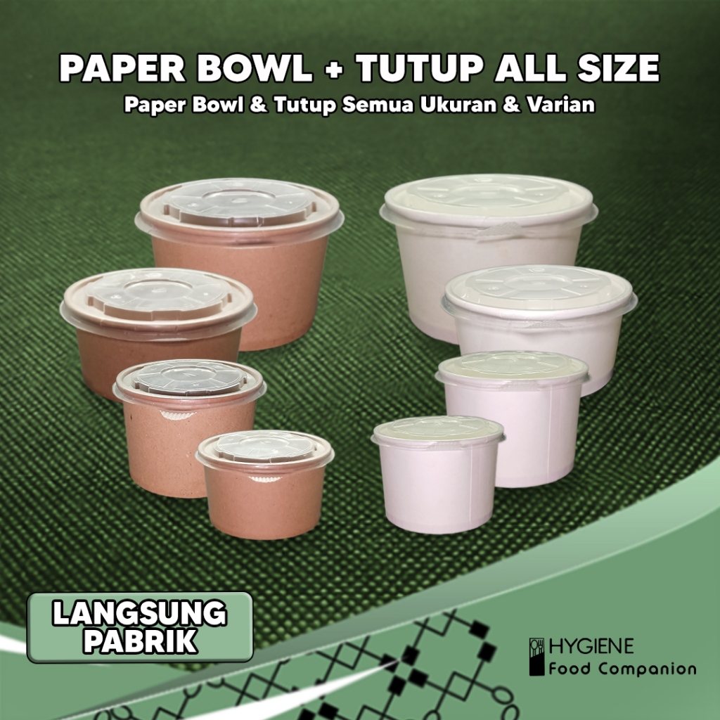 Jual PAPER BOWL ALL SIZE + TUTUP / MANGKUK KERTAS / WADAH KERTAS TEBAL ...