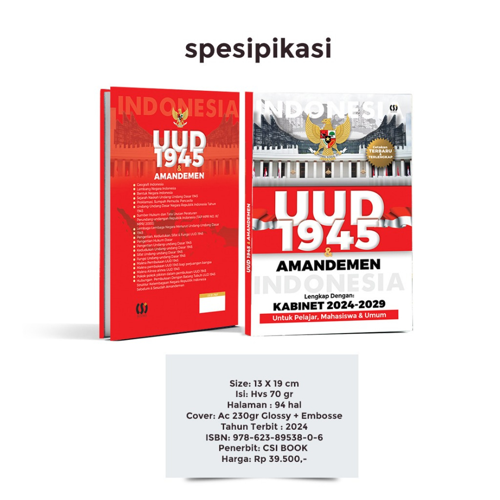 Jual Buku UUD 1945 Dan Amandemennya Terbaru dengan Kabinet Merah Putih 2019-2024 | Shopee Indonesia