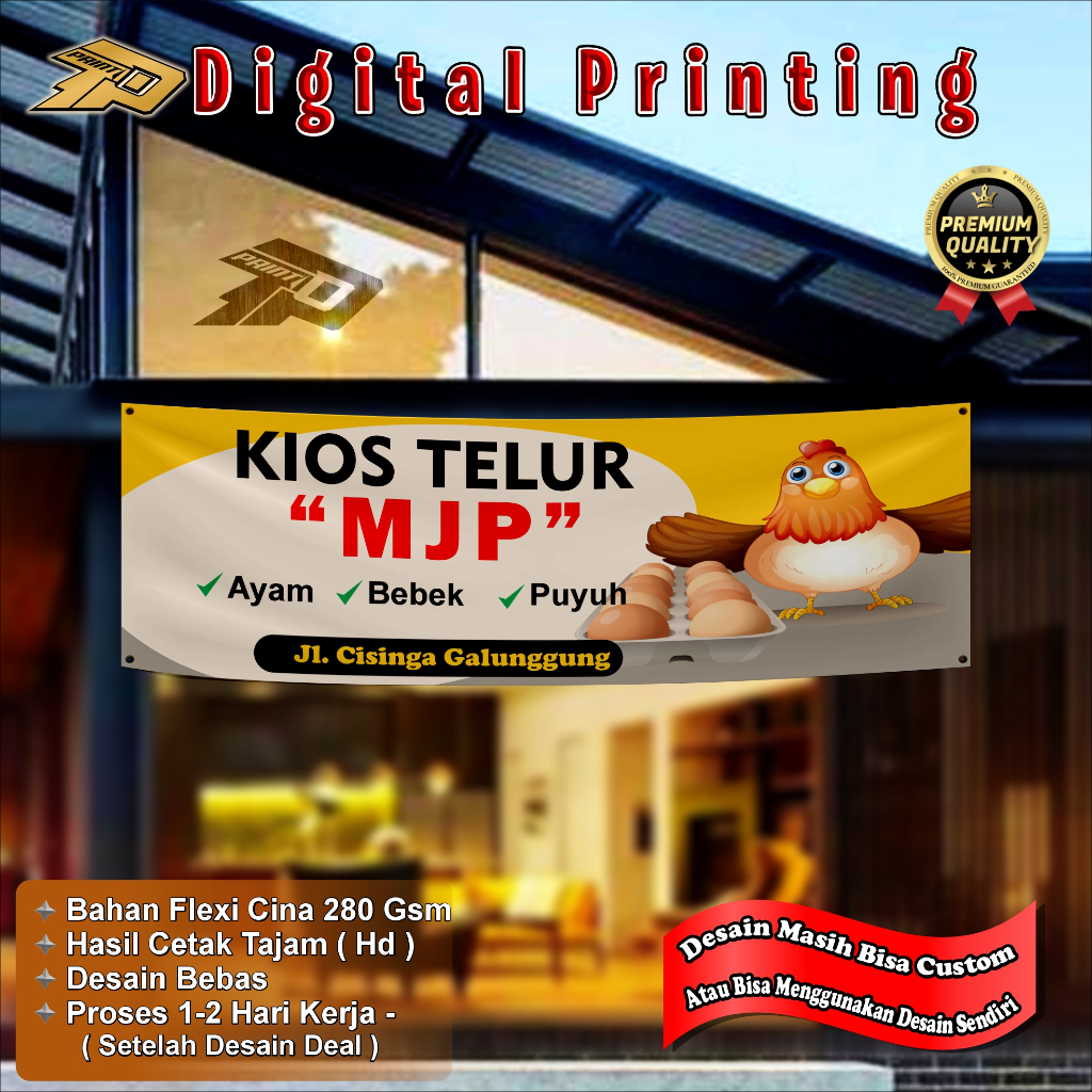Jual 1 HARI JADI Spanduk banner Baligho Benner Kios Telur Free Custom ...