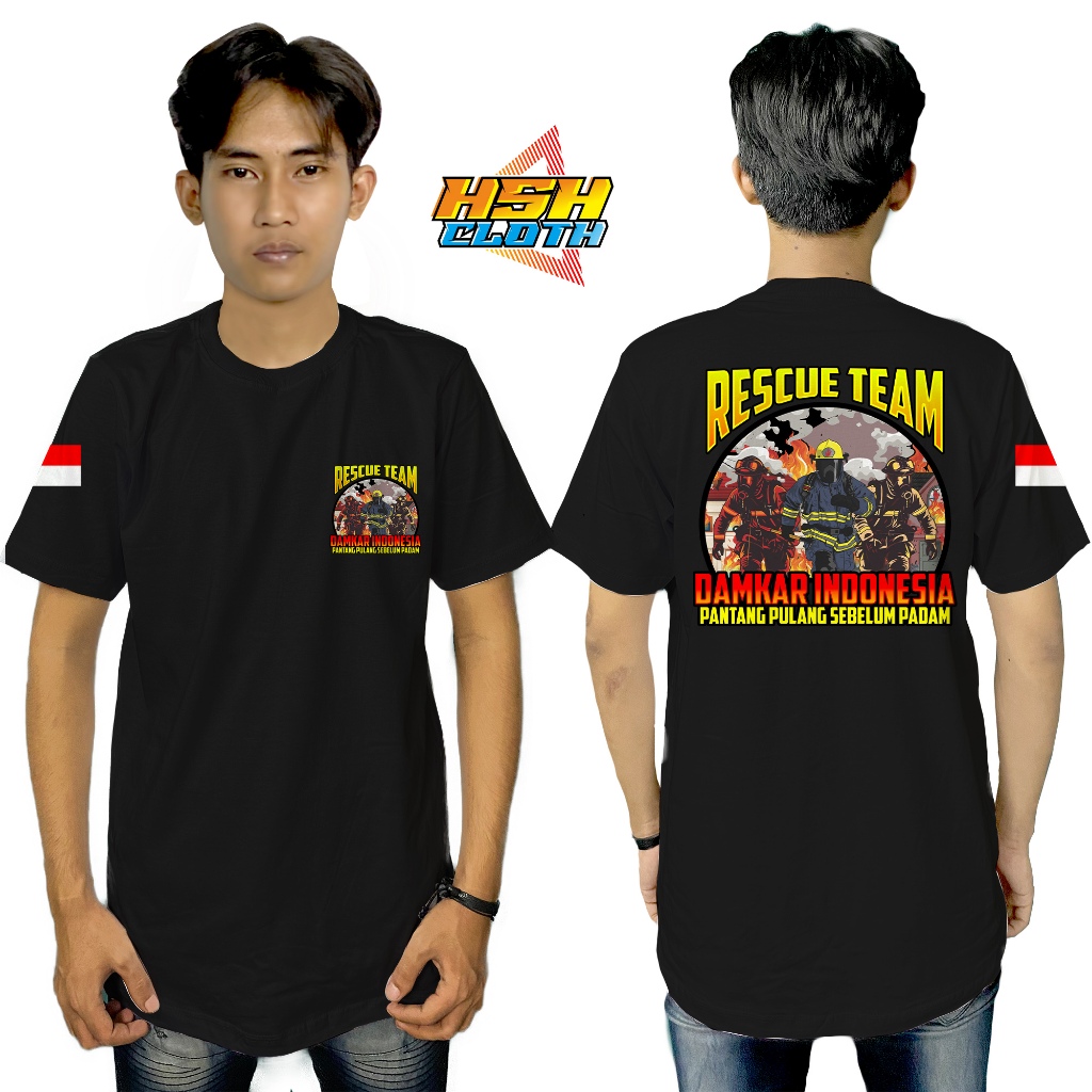Jual Baju Kaos Distro Pemadam Damkar Rescue Team New Design Firefighter ...