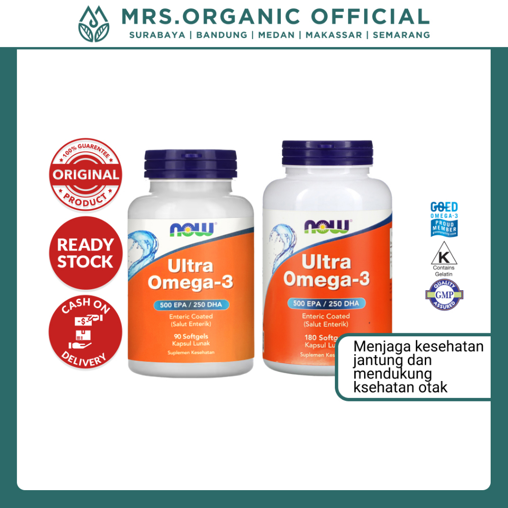 Jual Suplemen Vitamin Minyak Ikan Ultra Omega 3 Fish Oil Now Foods 500 ...
