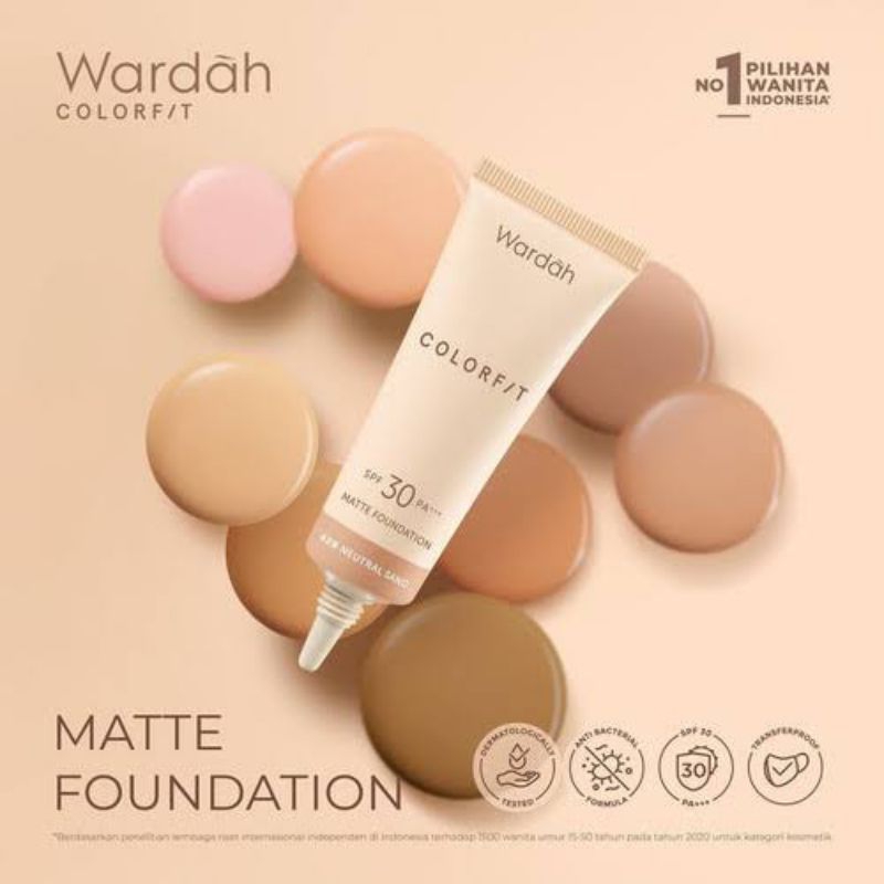 Jual WARDAH COLORFIT MATTE FOUNDATION SPF 30 PA+++ (SHADE 22N LIGHT ...