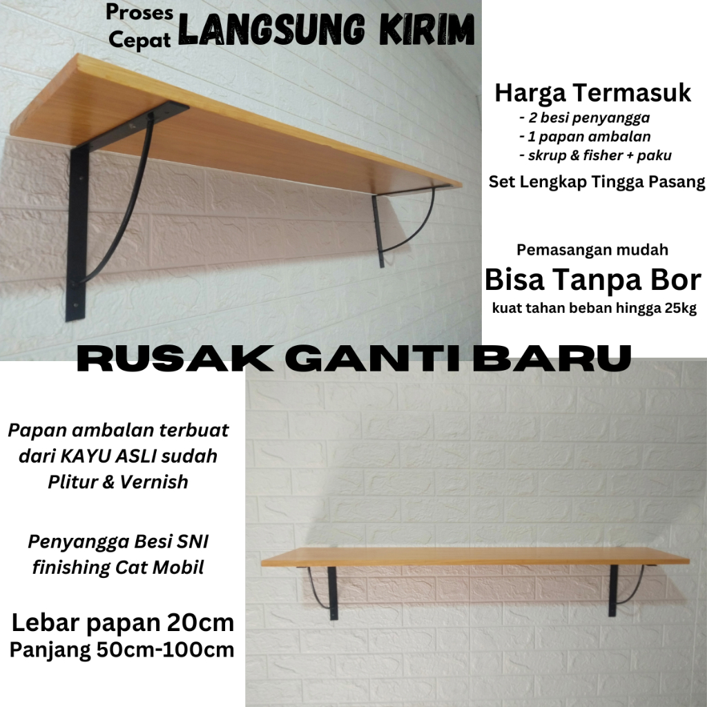 Jual Rak Dinding Ambalan Serbaguna KAYU ASLI Finishing Plitur & Vernis ...