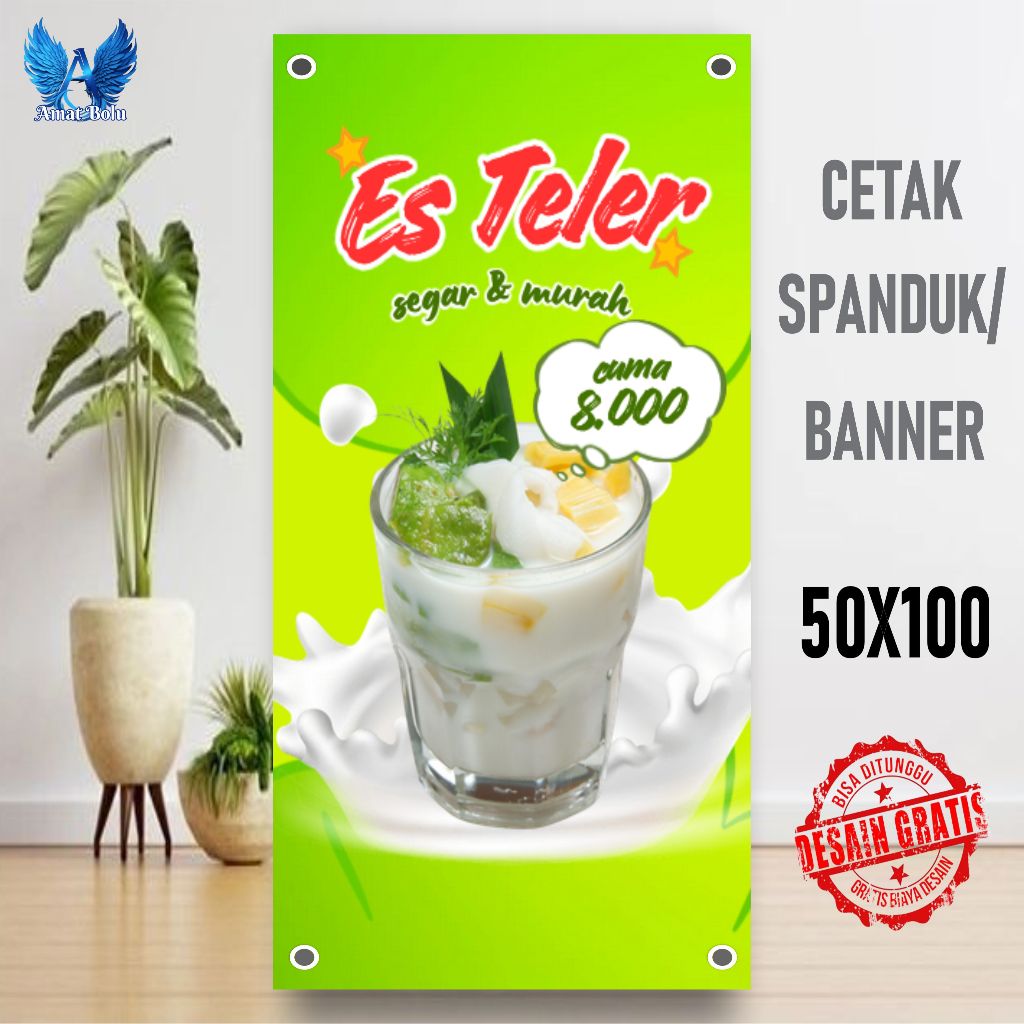 Jual Cetak Banner Cetak Spanduk Es Teler Costom Desain | Shopee Indonesia
