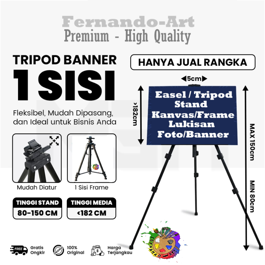 Jual V-TEC STANDART GAMBAR/TRIPOD/EASEL ALUMUNIUM Premium Quality Hitam ...