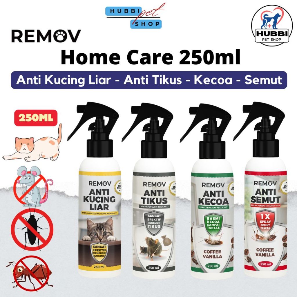 Jual Remov homecare 250ml spray pengusir tikus semut kecoa anti kucing ...