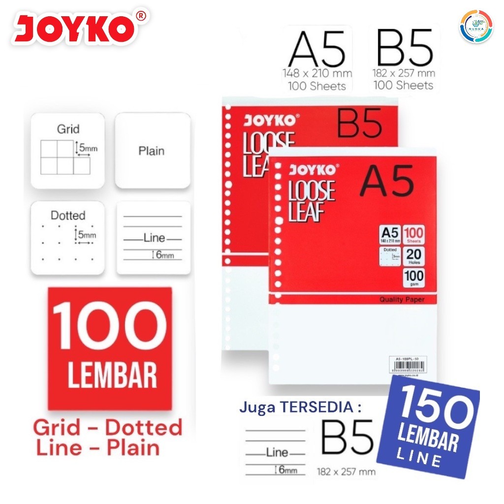 Jual Joyko Loose Leaf | Kertas Isi File Binder A5 - B5 (100 & 150 Lembar) | Shopee Indonesia