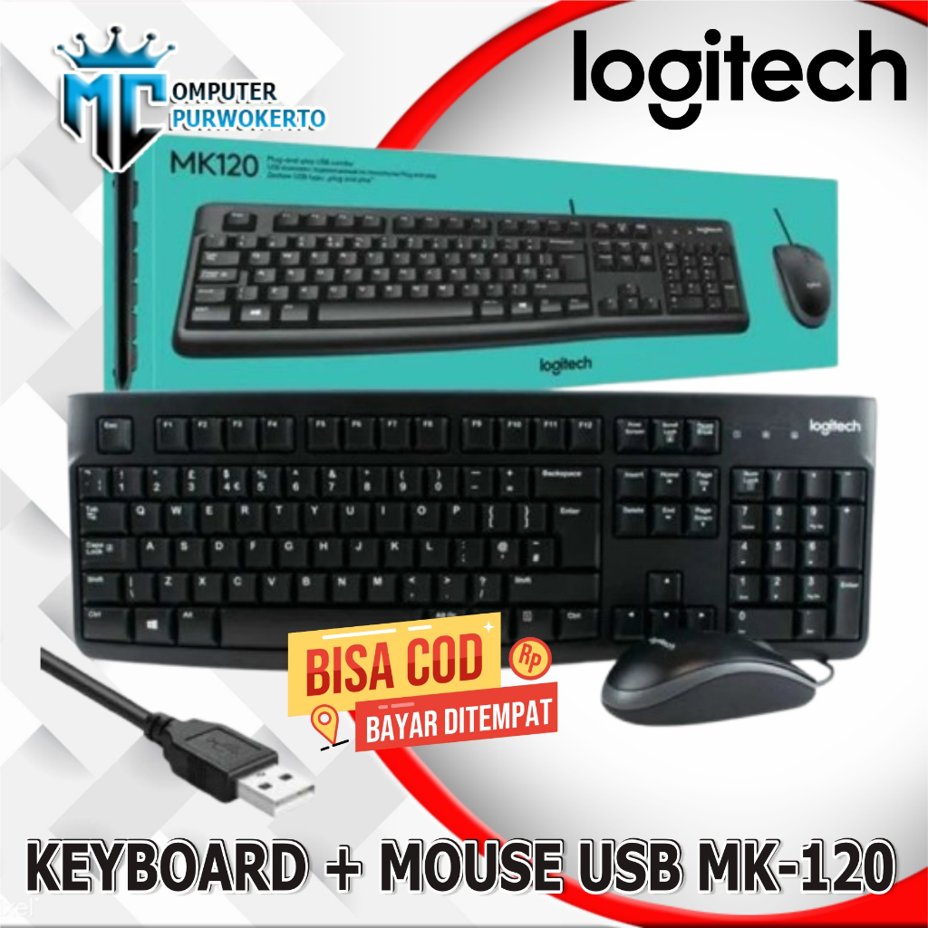 Jual Logitech MK-120 Keyboard + Mouse USB Combo | Shopee Indonesia