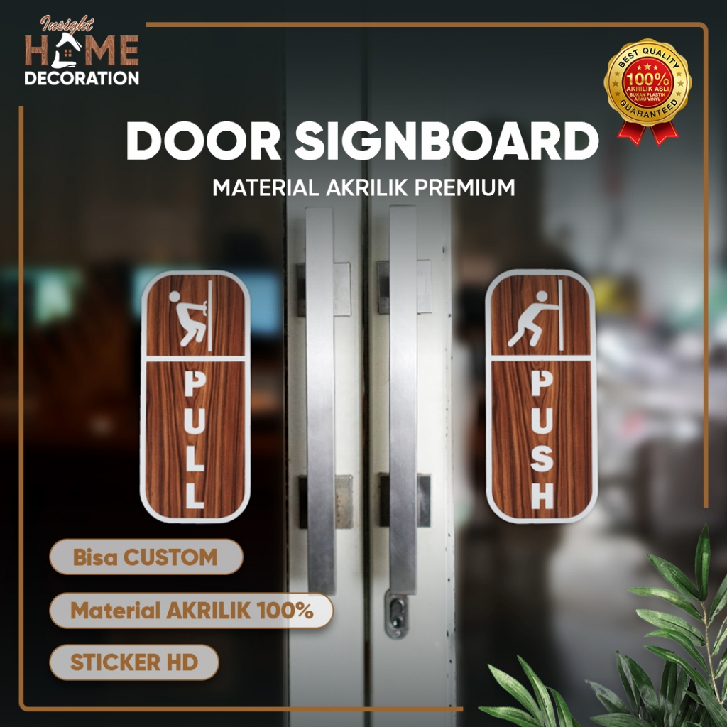 Jual Tanda Push Pull Gambar Motif Wooden Langsung Tempel | Shopee Indonesia