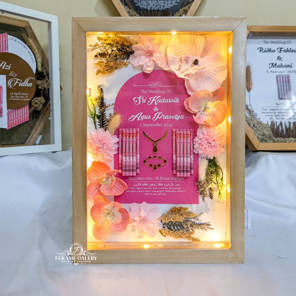 Jual Mahar Pernikahan Rustic Bunga Anggrek Bingkai 30x40/Frame Mahar ...