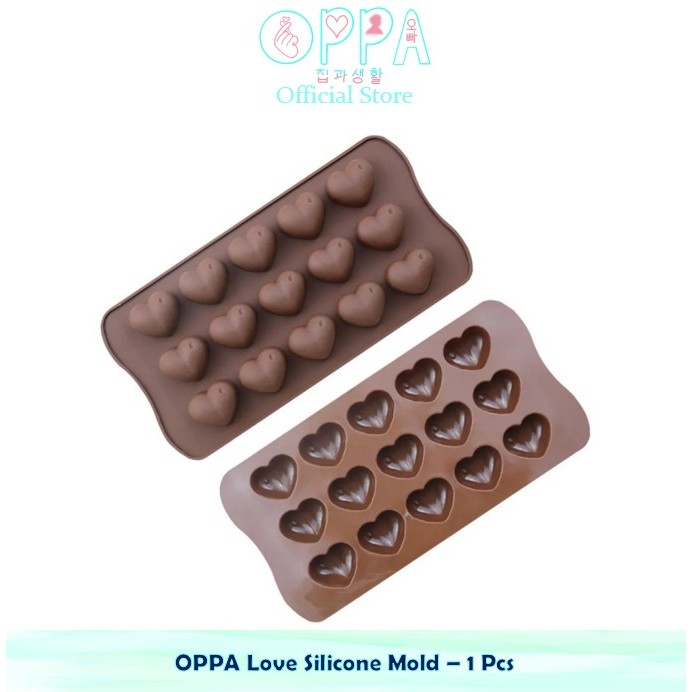 Jual OPPA Love Silicone Mold – 1 Pcs Cetakan Coklat Jelly Pudding Es Silikon Love isi 15 Hati ...