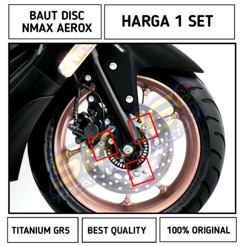 Jual BAUT DISC STANDAR NMAX AEROX TITANIUM GR5 | Shopee Indonesia