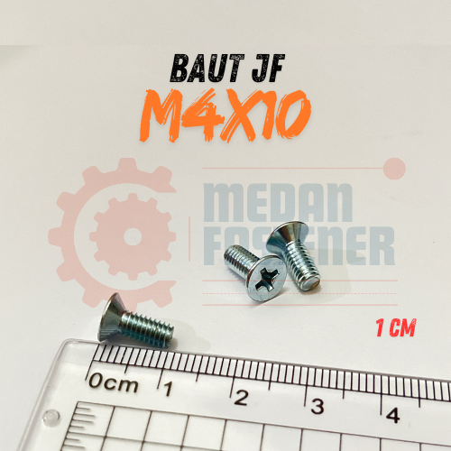 Jual Baut JF M4x10 PUTIH Obeng Kembang Kepala Rata Plus M4 4mm 1cm | Shopee Indonesia