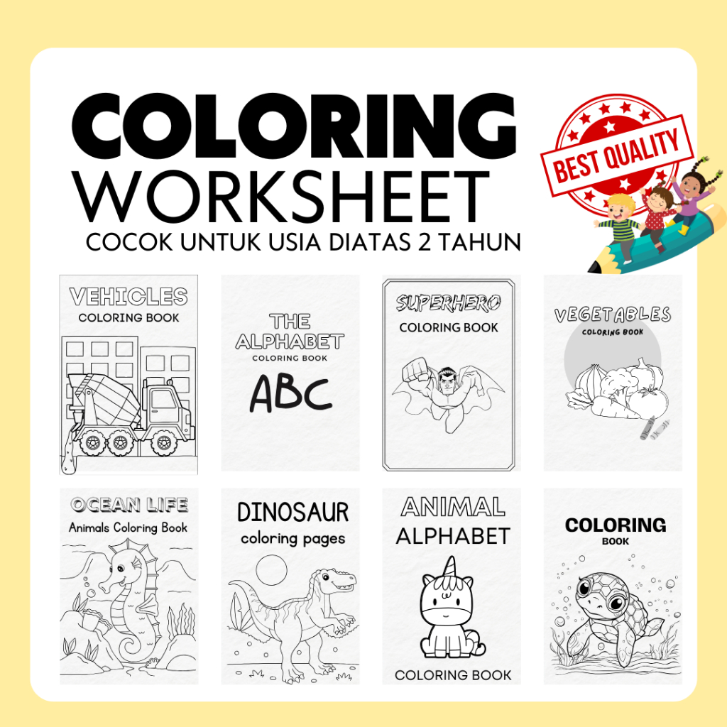 Jual Qomfy Coloring Book Lembar Kertas Mewarnai Anak Paud Preschool ...