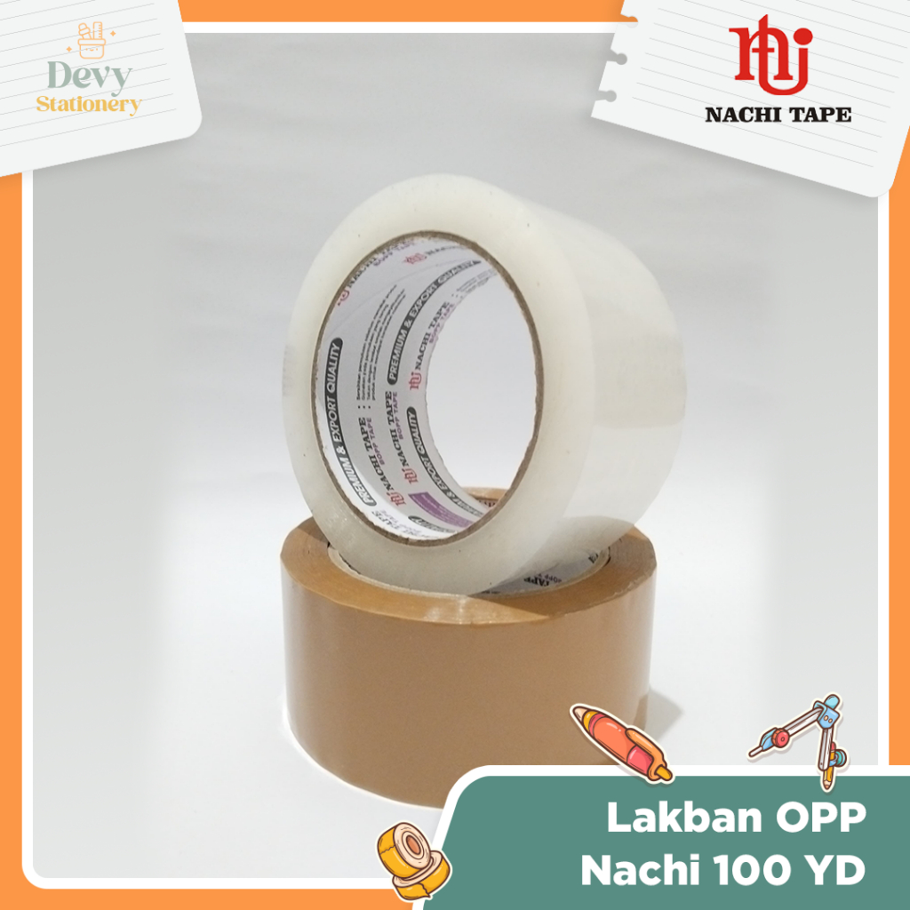 Jual NACHI Lakban OPP 100 YD Warna Bening dan Cokelat | Shopee Indonesia