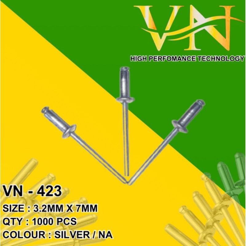 Jual PAKU RIVET VN CLASS 423 Aluminium Warna Silver isi 1000 pcs size 3 ...