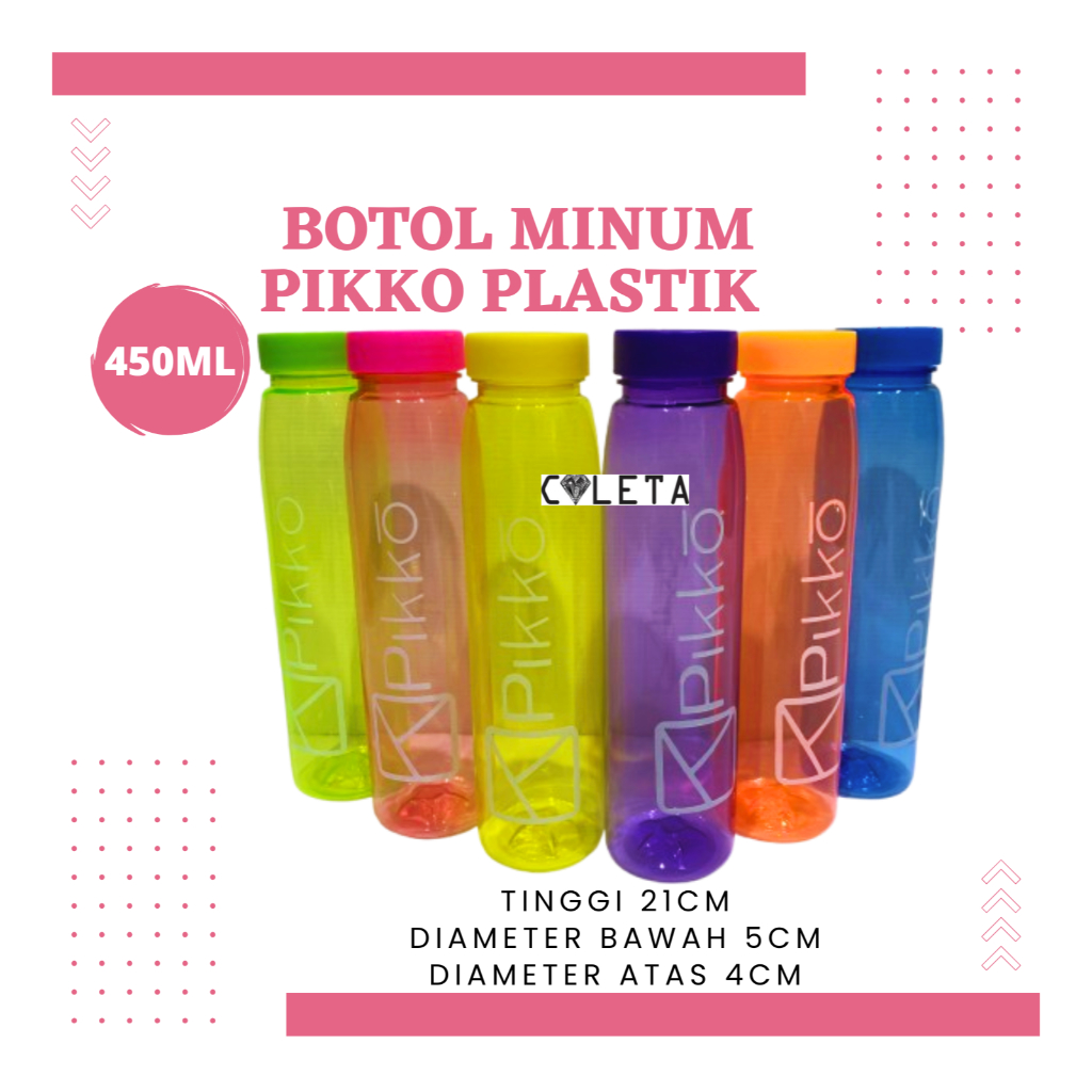 Jual Botol Minum Pikko Plastik 450ML Botol air minum sehat pikko ...
