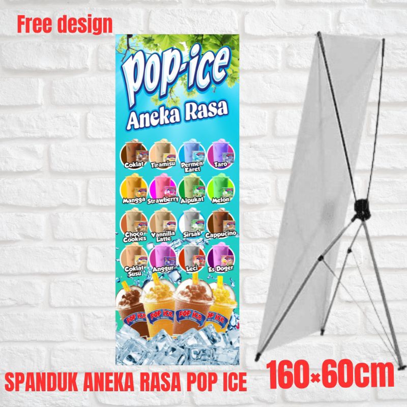 Jual spanduk x banner backdrop aneka rasa pop ice murah | Shopee Indonesia