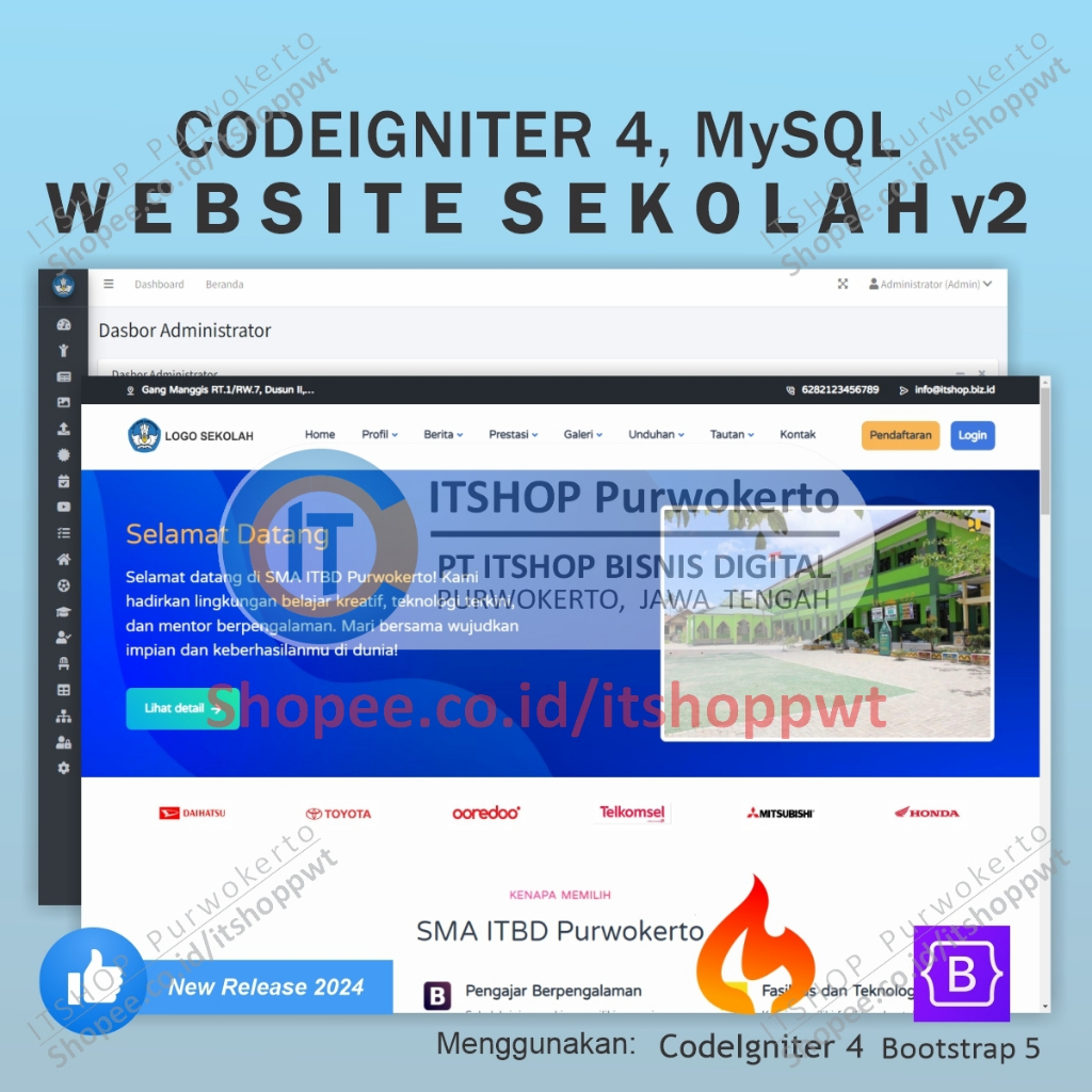 Jual Source Code Aplikasi Website Sekolah versi 2 terbaru menggunakan Codeigniter 4 CI4 | Shopee ...
