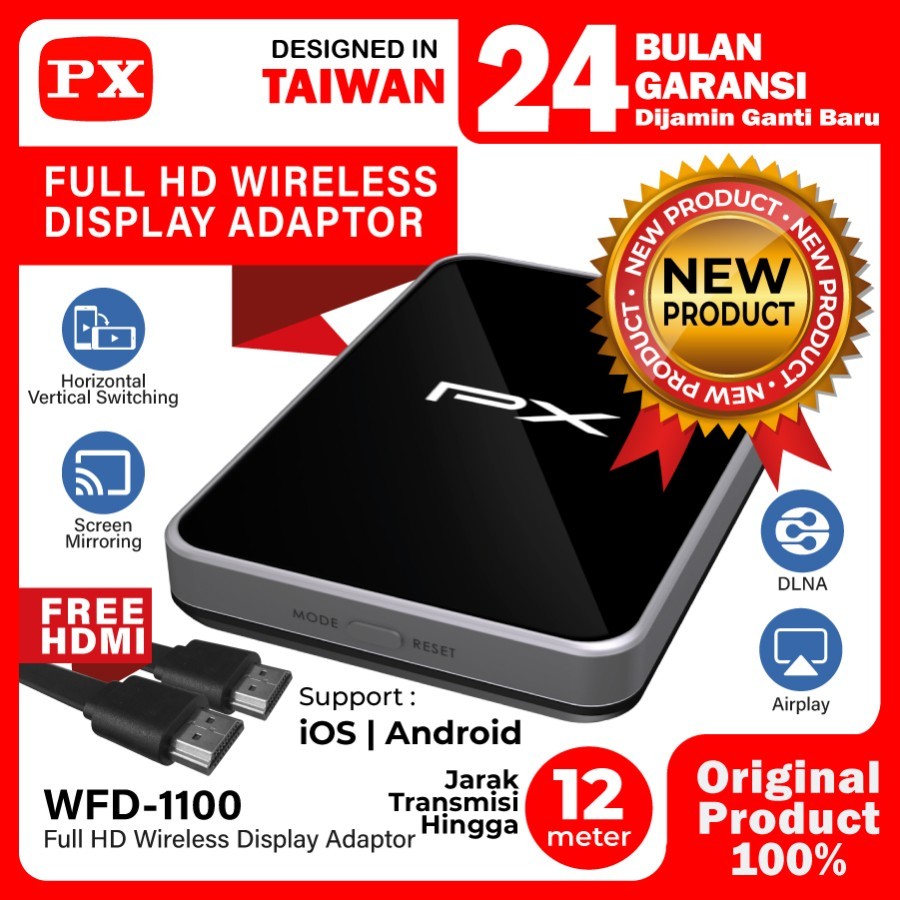 Jual PX WFD-1100 Wireless HDMI Receiver Audio Video Display Mirroring ...