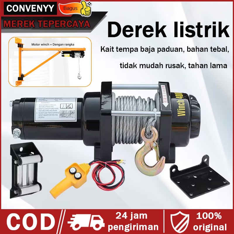 Jual Convenyy Winch mobil 12 volt katrol listrik Electric Hoist Wire ...