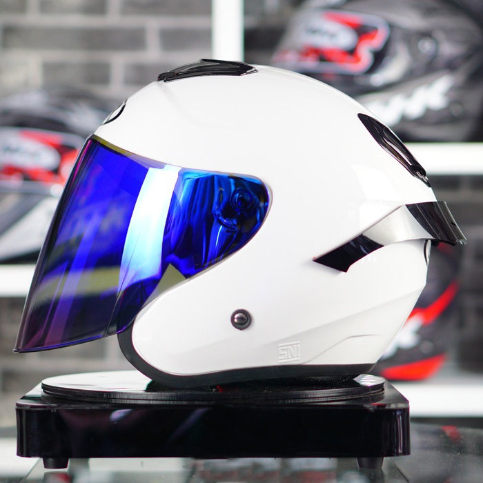 Jual Helm Half Face Mla Kiyoto Paket Ganteng Visor Blue Free Spoiler ...