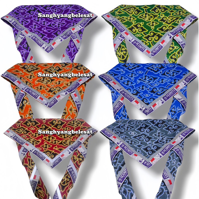 Jual scraf pramuka mega mendung lis bordir scout putih|scraf pramuka ...