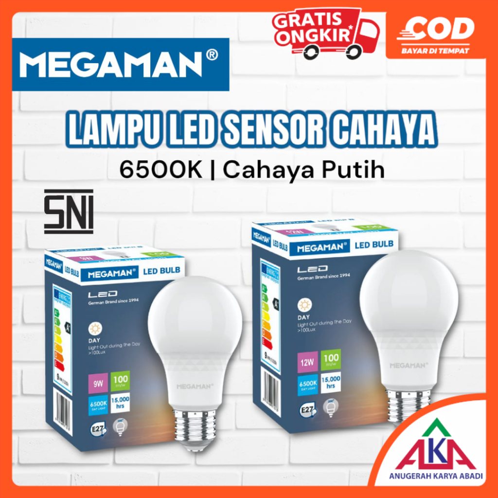 Jual MEGAMAN Bohlam Lampu LED A-Bulb LIGHT SENSOR Cahaya 9 / 12 Watt CDL Cool Daylight Putih E27 ...