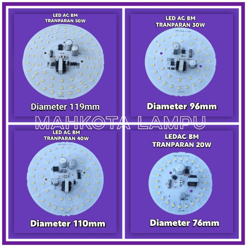 Jual PCB LAMPU LED AC BM TRANPARAN 20W 30W 40W 50W | Shopee Indonesia