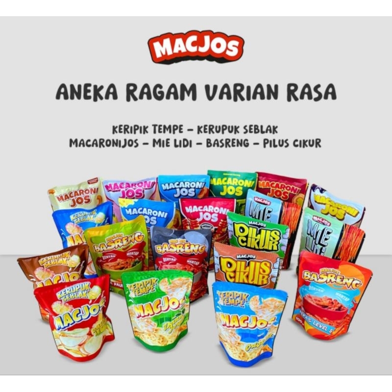 Jual Macjos Paket Hemat isi 4 bungkus camilan viral terenak. Varian Mix ...