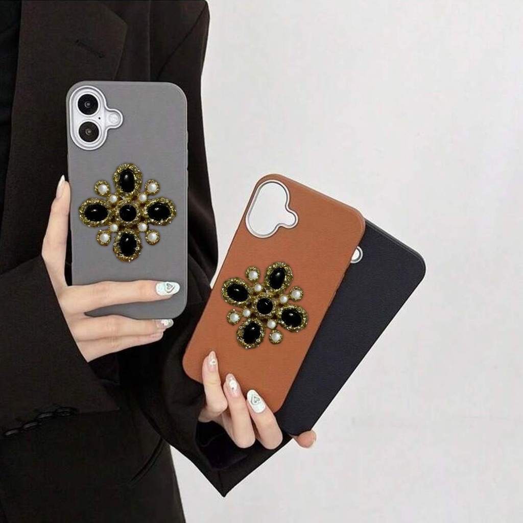 Jual GC185 Case Casing Luxury Leather With Popsocket Beads Diamond ...