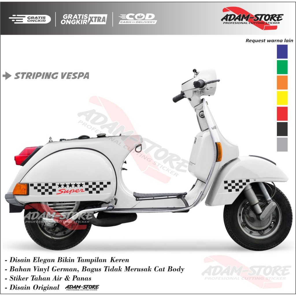 Jual VSA5 Sticker motor vespa px stiker model kotak catur stiker vespa ...