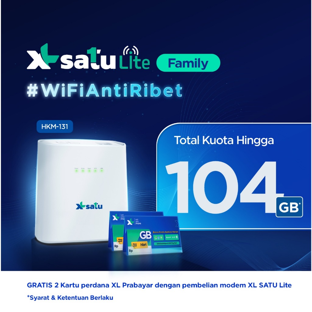 Jual XL SATU Lite Family - Total Kuota Hingga 104 GB (Internet Rumah ...