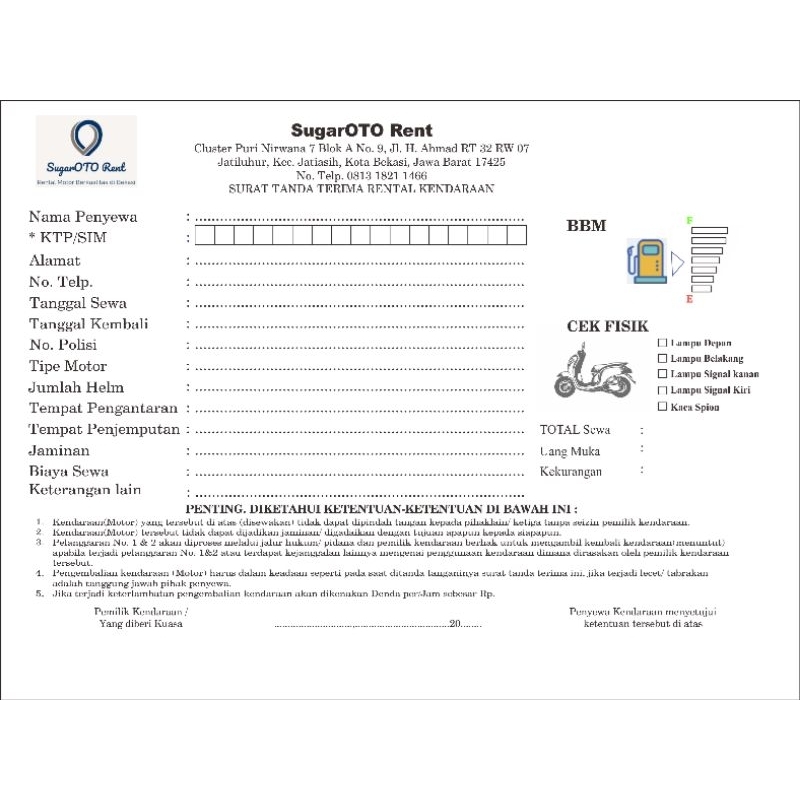 Jual NOTA RENTAL MOBIL/NOTA RENTAL MOTOR/NOTA CUSTOM/NOTA SEWA/KUITANSI ...