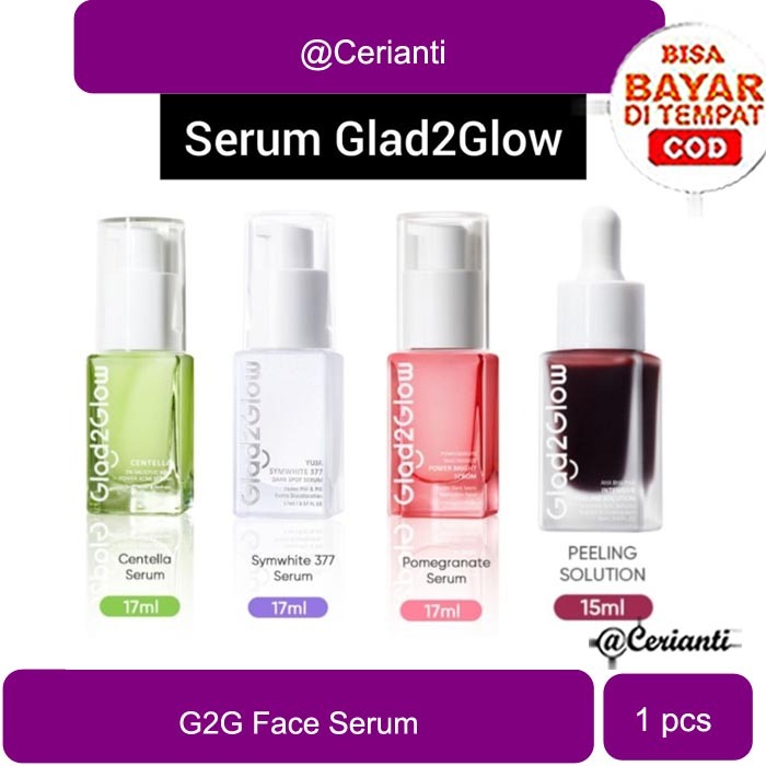 Jual Glad2Glow G2G Peeling/Peach/ Centella/ Pomegranate Serum Wajah ...