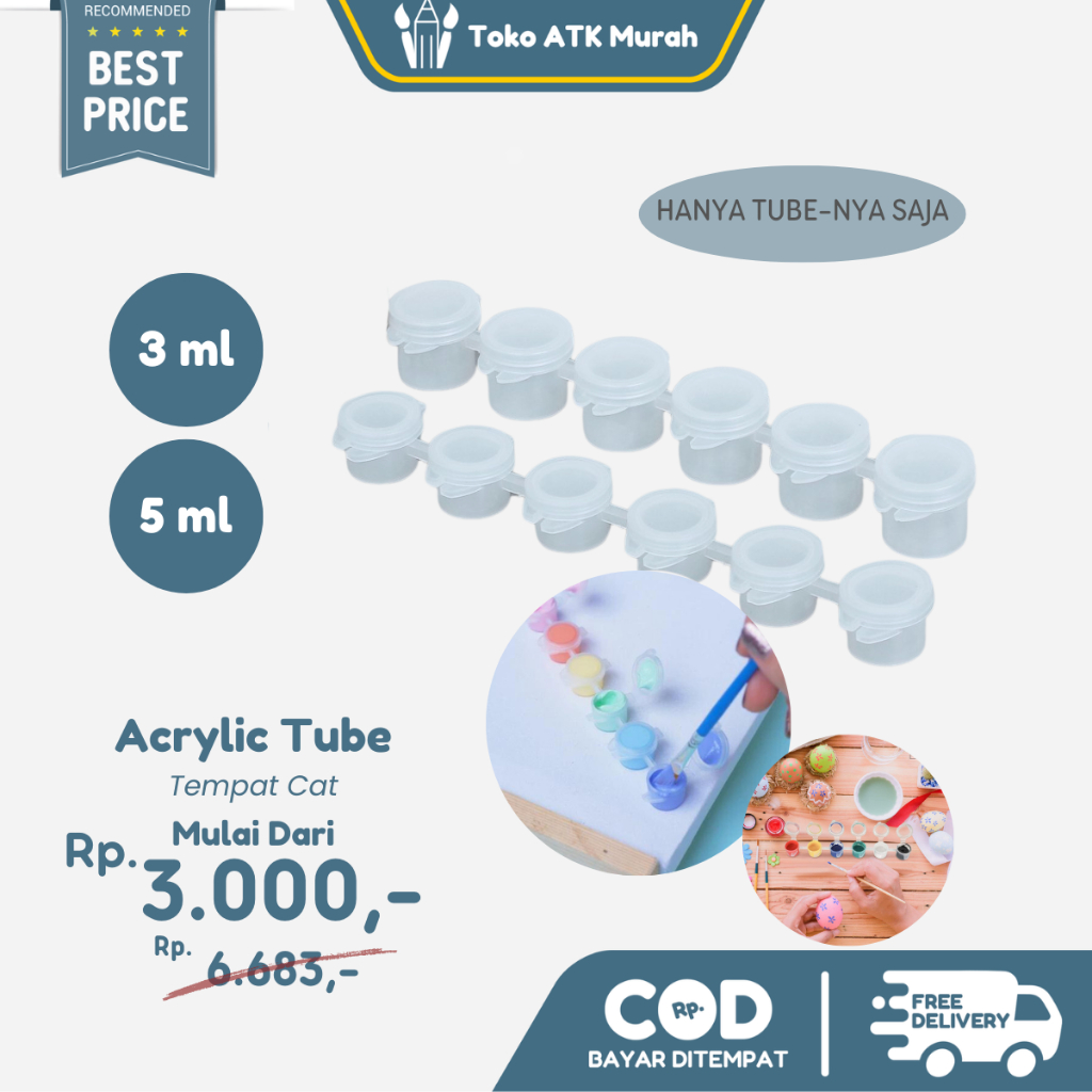Jual Botol Tempat Cat Akrilik Acrylic Tube Set 6 x 5ml / 6 x 3ml Paint ...