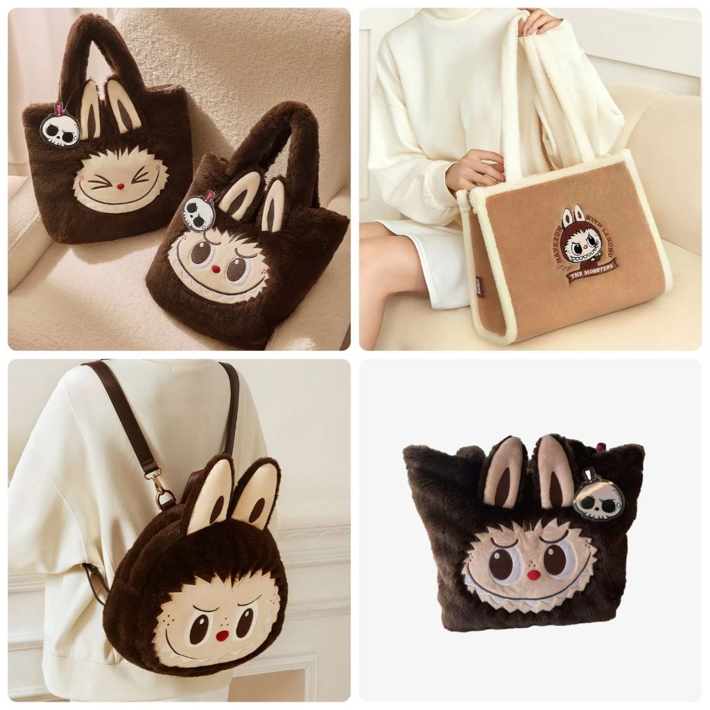 Jual CLASSIC BAG SERIES - LABUBU REVERSIBLE PLUSH BAG TOTE BAG BIG HEAD ...