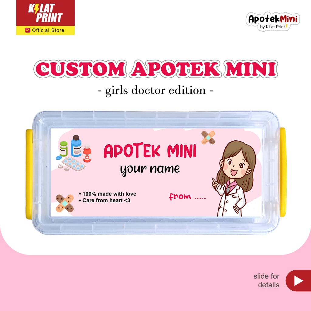 Jual Custom Apotek Mini Box P3K Travel Size Hadiah Girls Doctor Edition ...