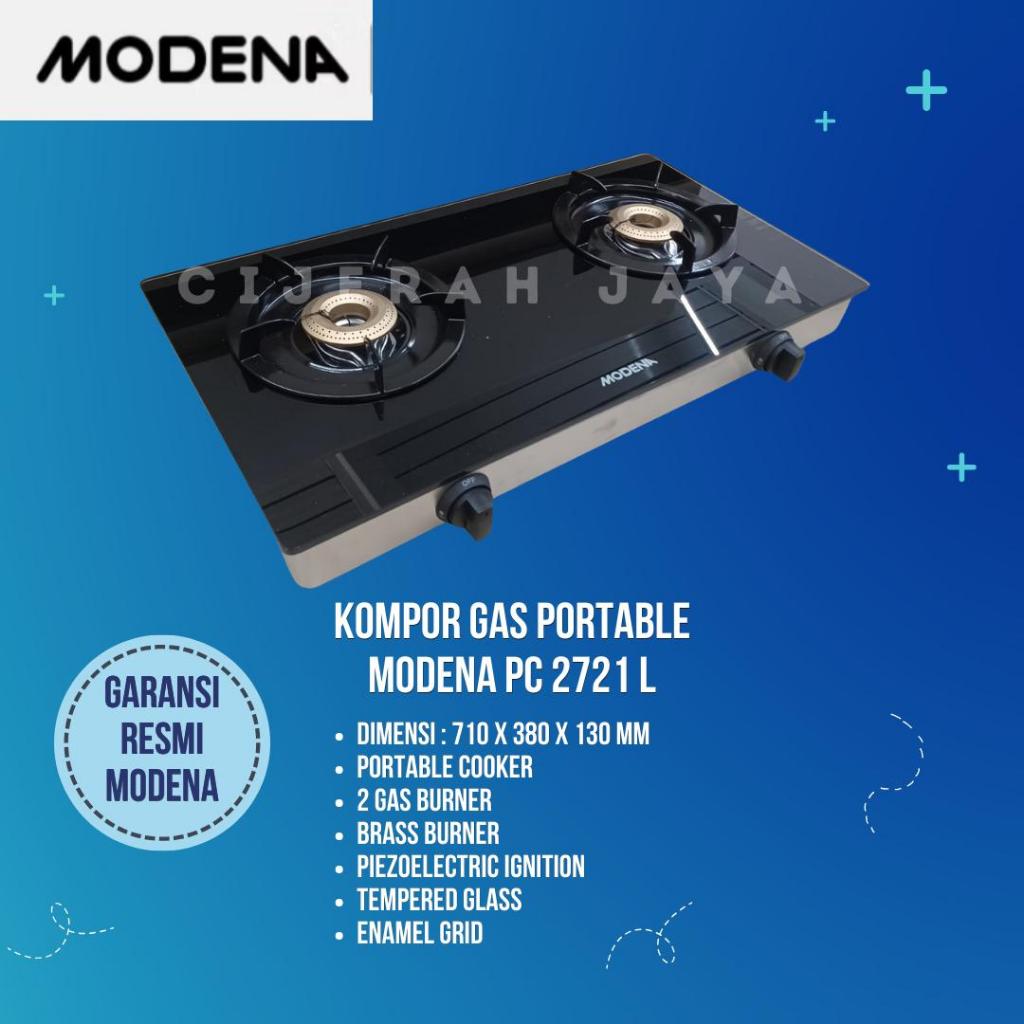 Jual MODENA KOMPOR GAS PORTABLE 2721 L / KOMPOR KACA MODENA 2 TUNGKU ...