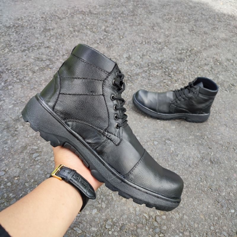 Jual Sepatu Boots Safety Stelltoe Kulit Hitam Proyek Kerja Lapangan ...