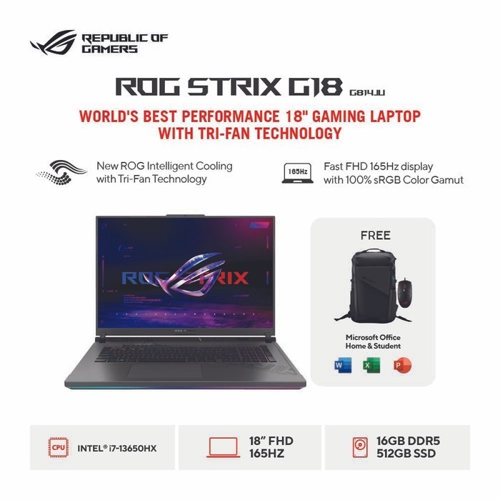 Jual [FREE SMARTWATCH] ASUS ROG Strix G18 G814JU-I745J8G-OM - Eclipse ...