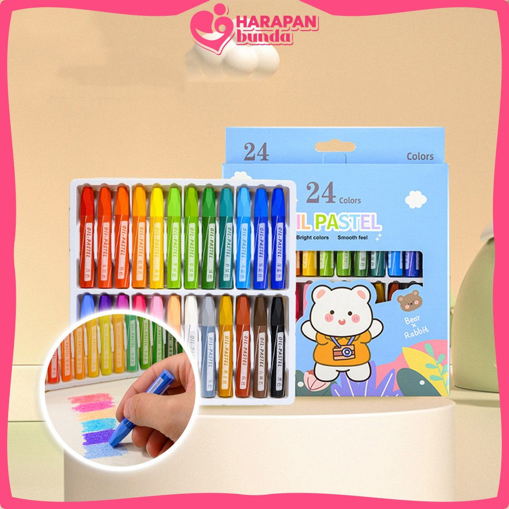 Jual Krayon Minyak Isi 12 dan 24 Warna Motif Kartun / Crayon Oil Pastel ...