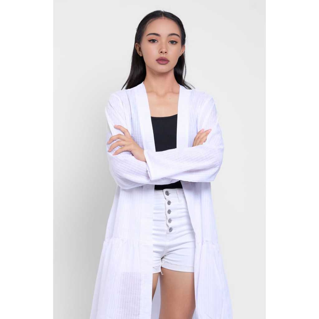 Jual BEAMISH Cardigan Long Outer Wanita Putih - Kimono Long Cardy ...