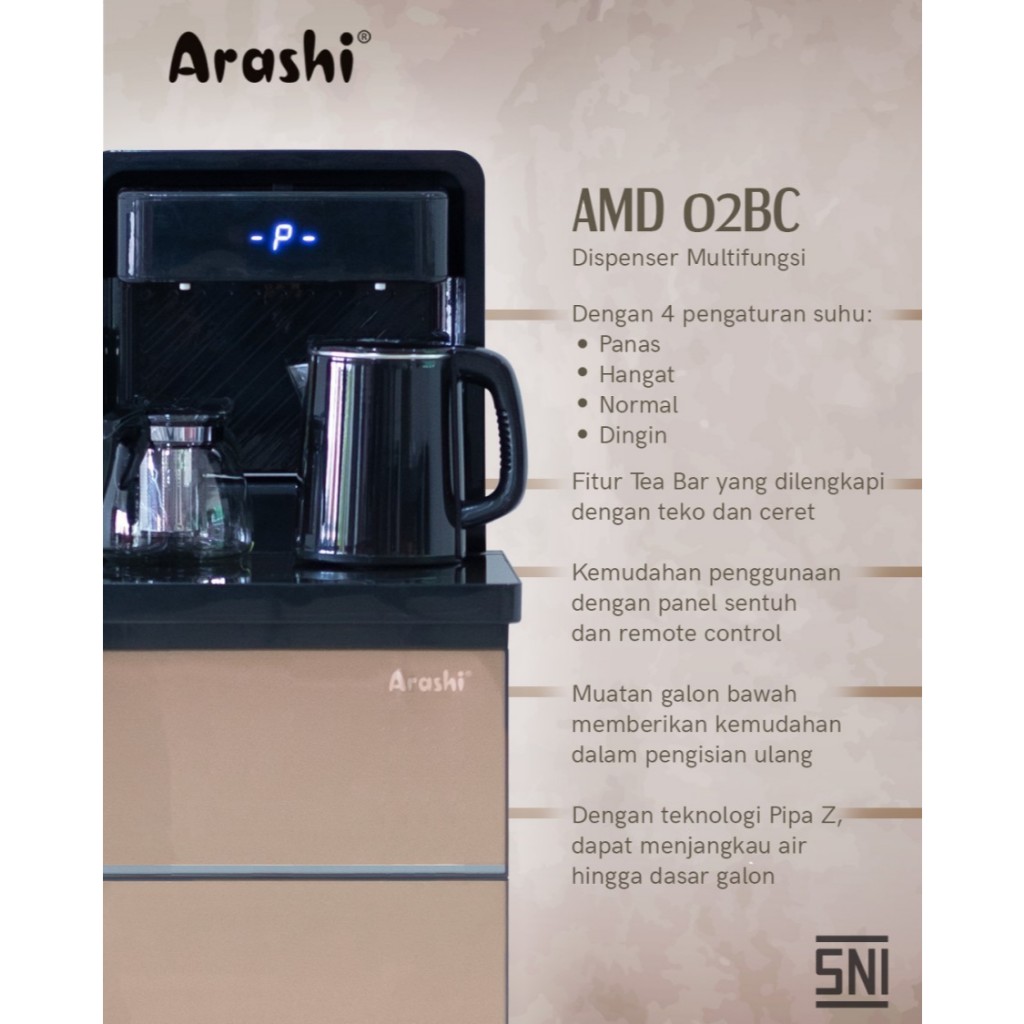 Jual Arashi Multifunction Dispenser AMD 02BC / Hot & Cool / Galon Bawah - Hitam | Shopee Indonesia